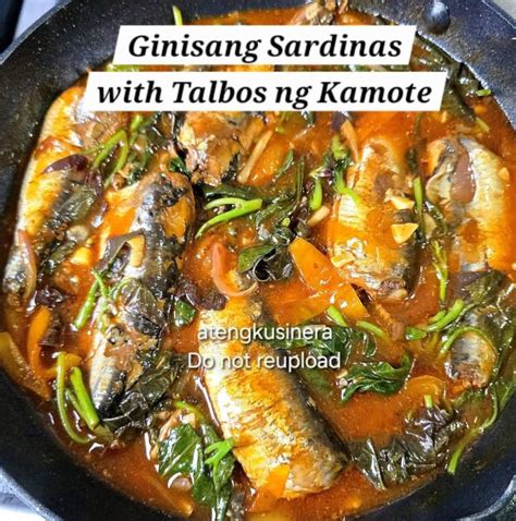 Ateng Ginisang Sardinas With Talbos Ng Kamote Ingredients 2 Cans