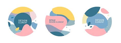 추상적인 트렌디한 그래픽 서클 요소 세트입니다 형태와 선 배경 주위의 동적 파스텔 색상입니다 흐르는 액체 모양그라데이션 추상 배너입니다 전단지 커버 디자인을위한 템플릿 벡터