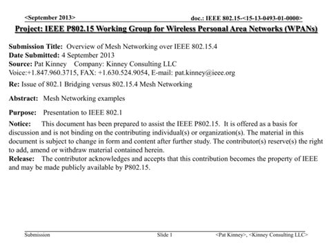 Overview Of Mesh Networking Over Ieee 802 15 4