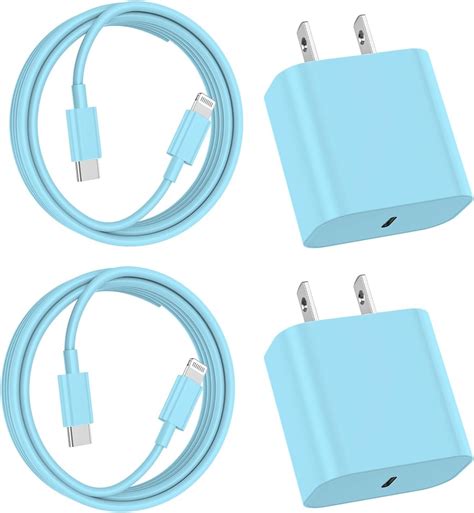 Amazon Com Pack Fast Charger USB C Wall Charger FT Cable Fasting Charging Light Blue