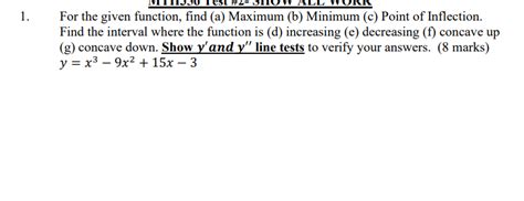 solved 1 for the given function find a maximum b