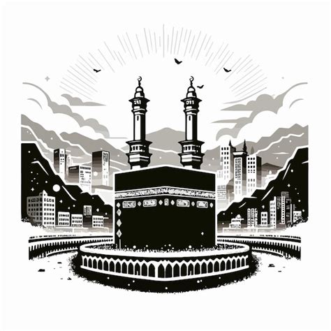 Lillustration Vectorielle De La Mecque Sur Le Fond Islamique Eid