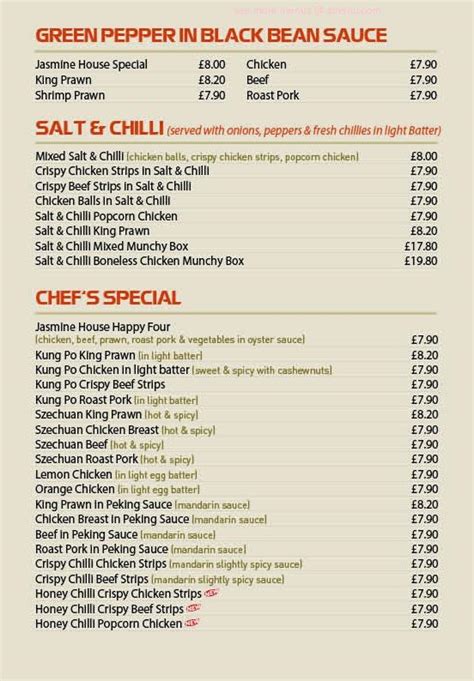 Menu At Jasmine House Fast Food Airdrie