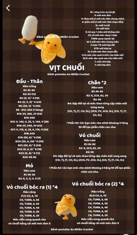 Chart Vịt Chuối In 2025 Crochet Chart Diy Crochet Patterns Crochet