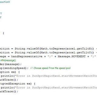 Code Sample Of Java Code Used To Track Cursor Position Of Magic Hand Download Scientific