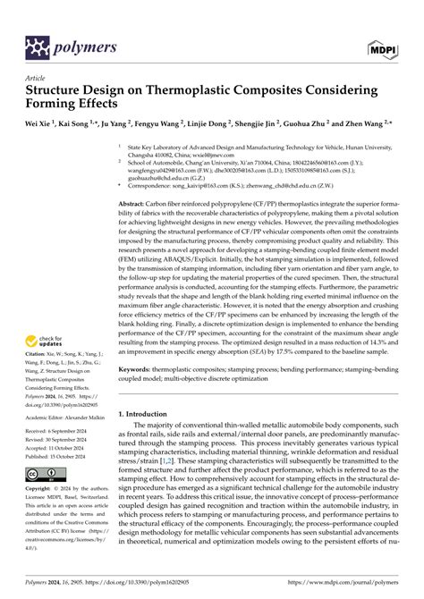 Pdf Structure Design On Thermoplastic Composites Considering Forming Effects