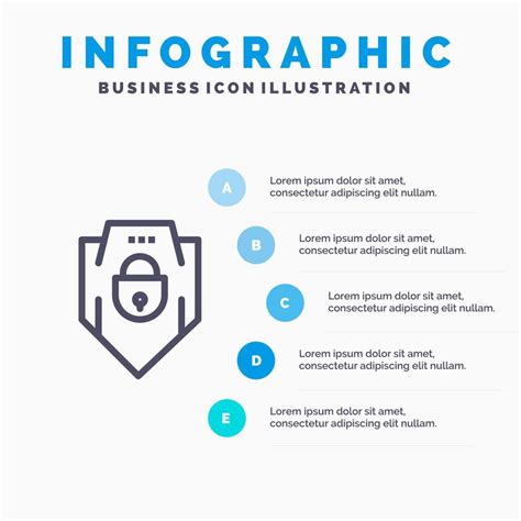 Internet Password Shield Web Security Line Icon With 5 Steps Presentation Infographics