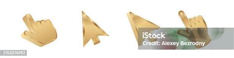 click cursor 3d gold icon computer mouse pointer golden arrow stock
