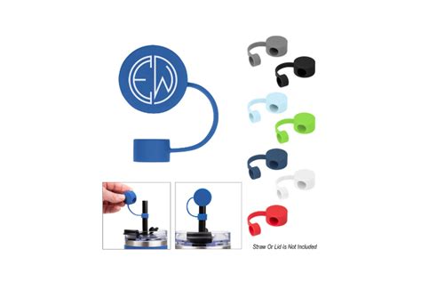 Silicone Straw Topper Blue Star Promote