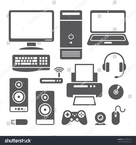 Set Symbols Computer Devices Vector Stock Vector Royalty Free 143387410