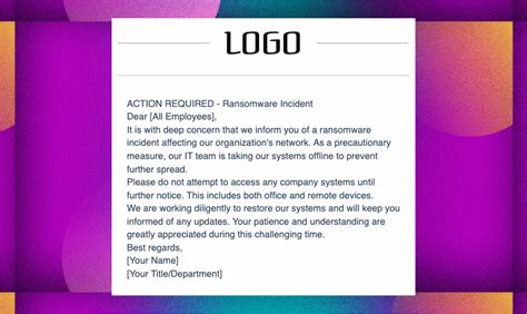 Ransomware Incident Notification Email
