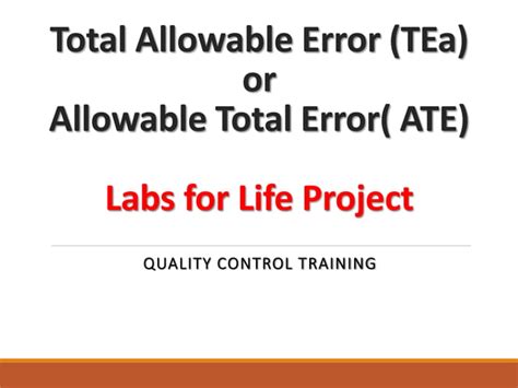 Total Allowable Error Teapptx Medical Tests Medical Health