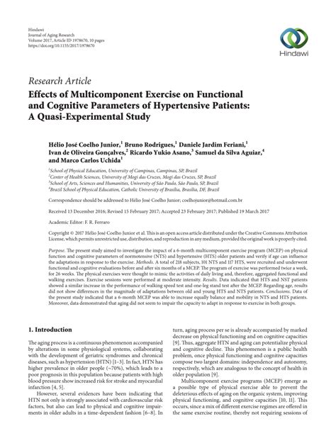 pdf effects of multicomponent exercise on functional and cognitive