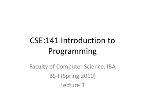 Ppt Cse141 Introduction To Programming Powerpoint Presentation Free