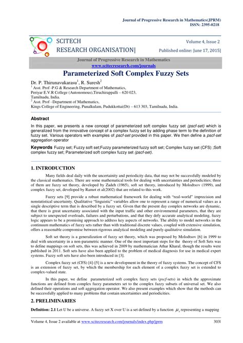 Pdf Scitech Volume 4 Issue 2 Research Organisation Parameterized