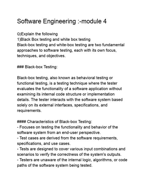 Software Engineering Module 4 Pdf Software Testing Unit Testing