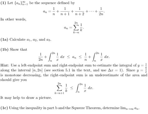 solved 1 2n 1 let {an} be the sequence defined by 1 1 1