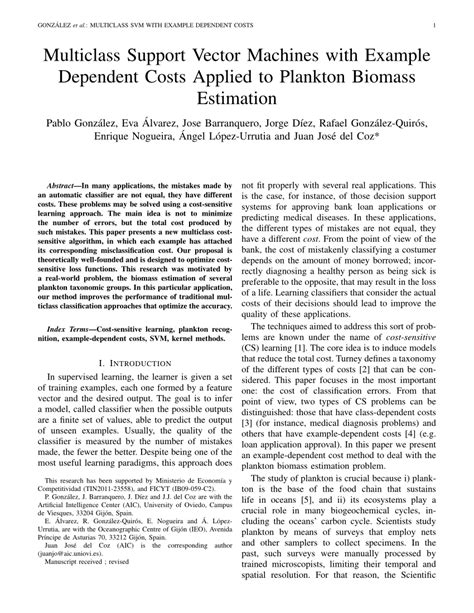 Pdf Multiclass Support Vector Machines With Example Dependent Costs
