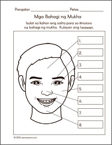Bahagi Ng Mukha Worksheet Samut Samot - mukha sumikat