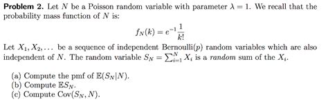 solved problem 2 let n be a poisson random variable with