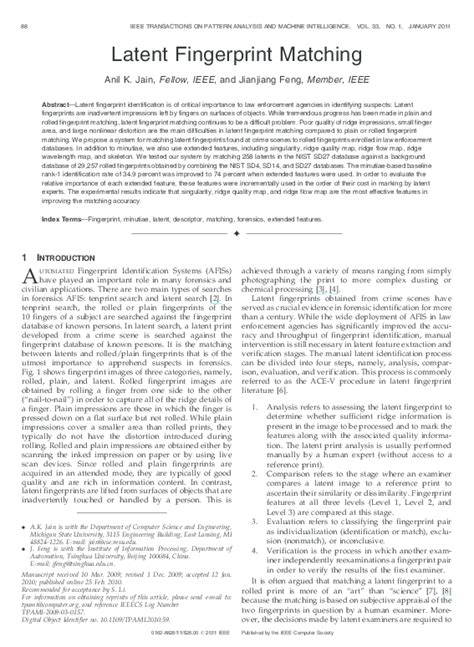 Pdf Latent Fingerprint Matching