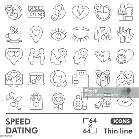 속도 데이트 라인 아이콘 세트 관계 기호 컬렉션 또는 스케치 웹 및 앱에 대한 날짜 얇은 선형 스타일 표지판을 커플 흰색 배경에서 격리된 벡터 그래픽입니다 0명에 대한 스톡