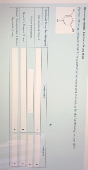 Solved Data Interpretation Functional Group Tests For The Chegg