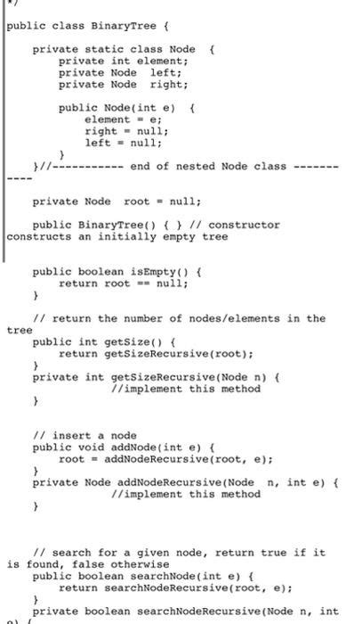 Solved Lab Binary Search Tree Follow The Skeleton Of The Chegg