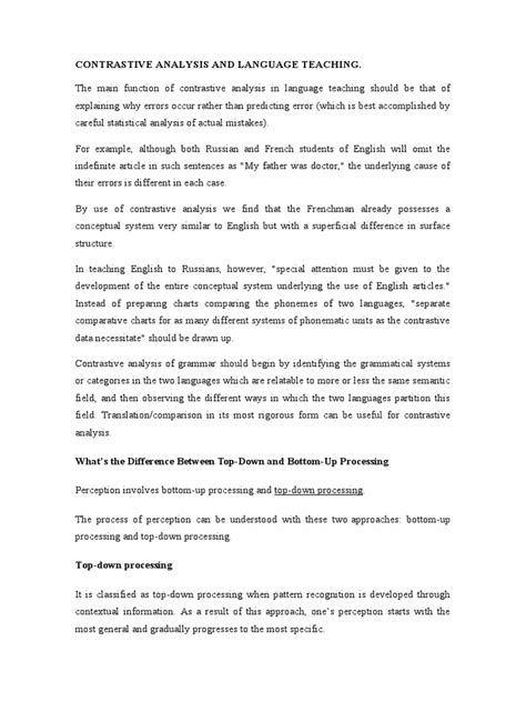 Contrastive Analysis And Language Teaching Pdf Perception Top Down And Bottom Up Design
