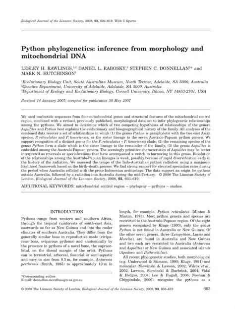 Pdf Python Phylogenetics Inference From Morphology And Mitochondrial