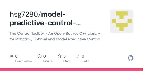 Github Hsg7280model Predictive Control Toolbox The Control Toolbox