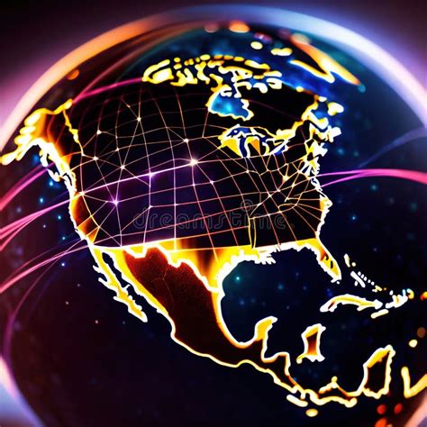 A Futuristic Digital Globe Showcasing Network Connections And Data Streams Stock Illustration