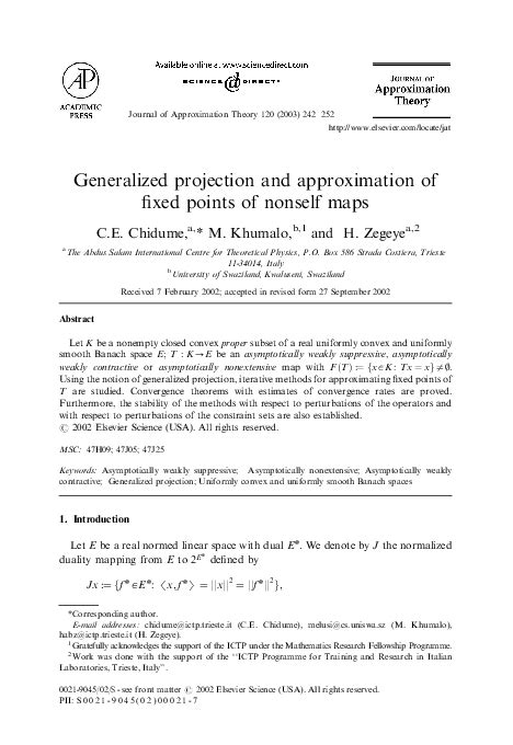 Pdf Generalized Projection And Approximation Of Fixed Points Of Nonself Maps
