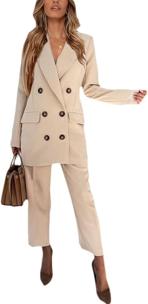Orandesigne Tailleur Femme Ensembele Pantalon Et Rever Veste 2 Pieces