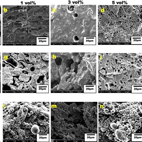 Sem Micrographs Of Pp Ps 2 Vol Mwcnt Sebs Triblock Copolymer From