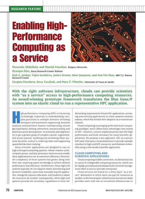 Pdf Enabling High Performance Computing As A Service