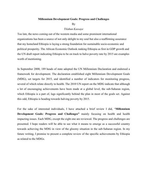 Pdf Millennium Development Goals Progress And Challengesaigaforum