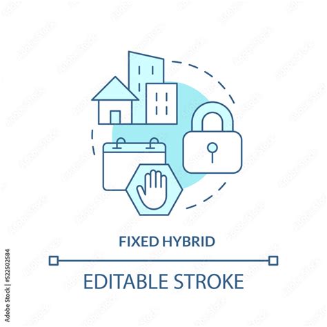 Fixed Hybrid Turquoise Concept Icon Workflow Management Hybrid Work Model Abstract Idea Thin