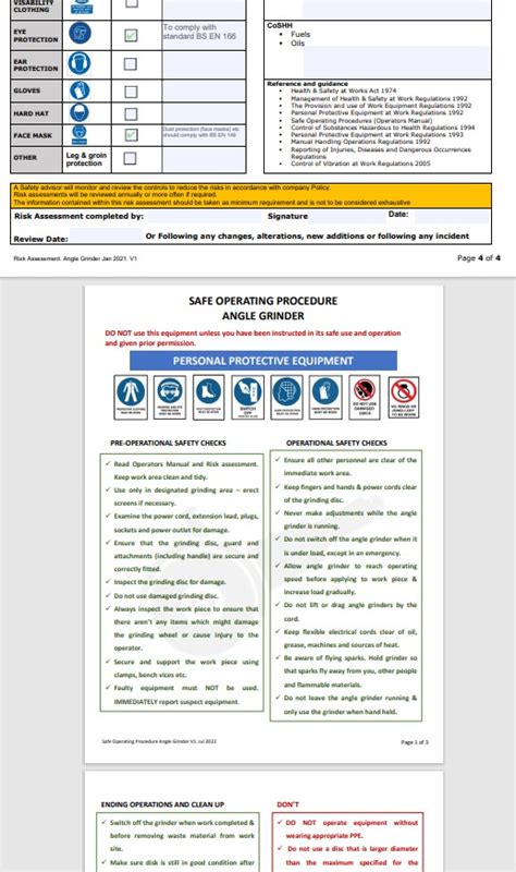 Angle Grinder Risk Assessment