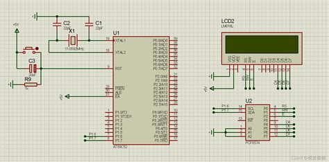 8051单片机proteus仿真与开发实例 pcf8574扩展接口驱动lcd1602显示屏仿真 proteus lcd1602 pcf8574