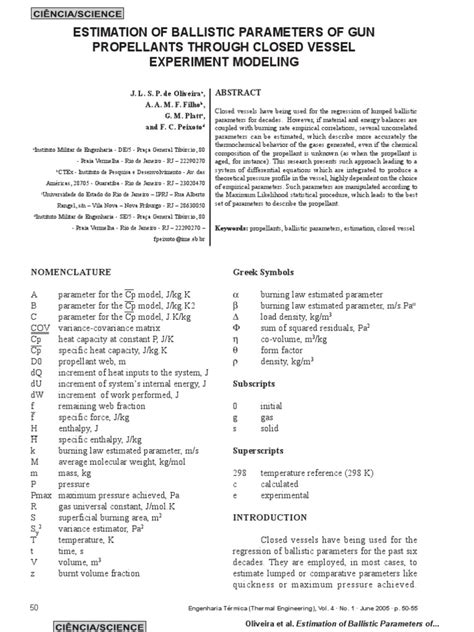 Estimating Ballistic Parameters Of Gun Propellants Through Closed