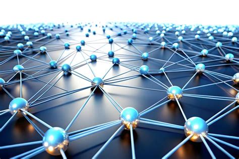 3d Glowing Abstract Network Nodes Representing Business Connectivity Concept As A Wide Angle