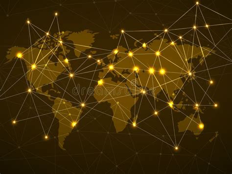 Abstract World Map With Network Connection Technology Concept Stock Vector Illustration Of
