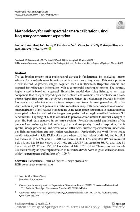 Methodology For Multispectral Camera Calibration Using Frequency