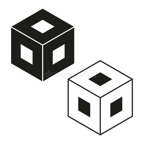 Isometric Cube Icons Geometric 3d Shapes Abstract Vector Design Black And White Stock Vector