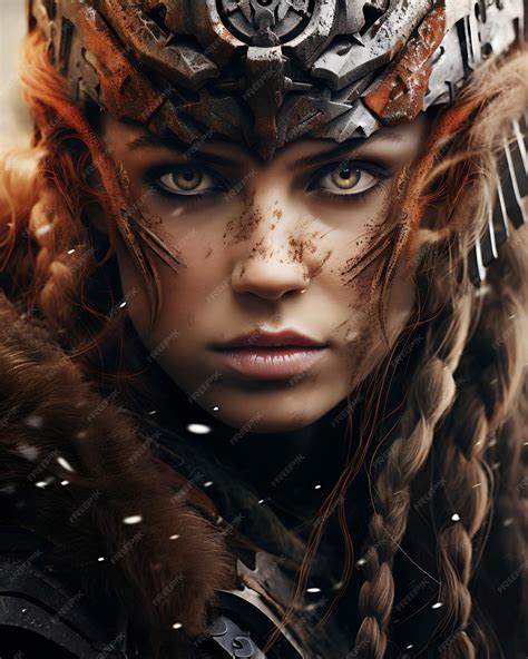 Premium Ai Image Illustration Of A Female Viking Warrior Merging The