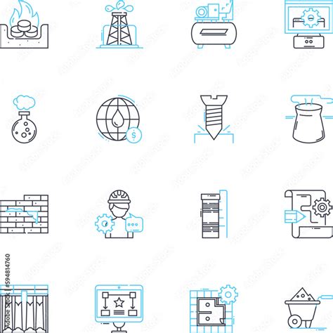 Chemical Engineering Linear Icons Set Reactor Catalyst Polymer