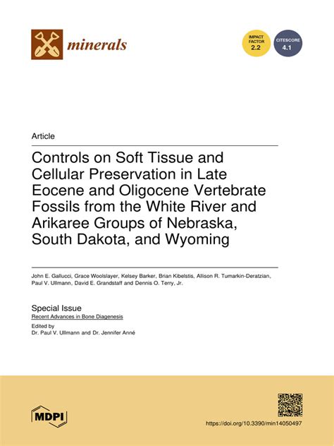 Controls On Soft Tissue And Cellular Preservation In Late Eocene And Oligocene Vertebrate