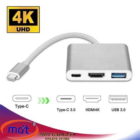 3 In 1 Multiport Adapter Usb 3 1 Usb C Hub To Hdmi Type C Dongle Dock