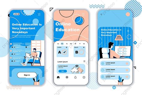 Online Education Concept Onboarding Screens For Mobile App Templates Banner Template Download On